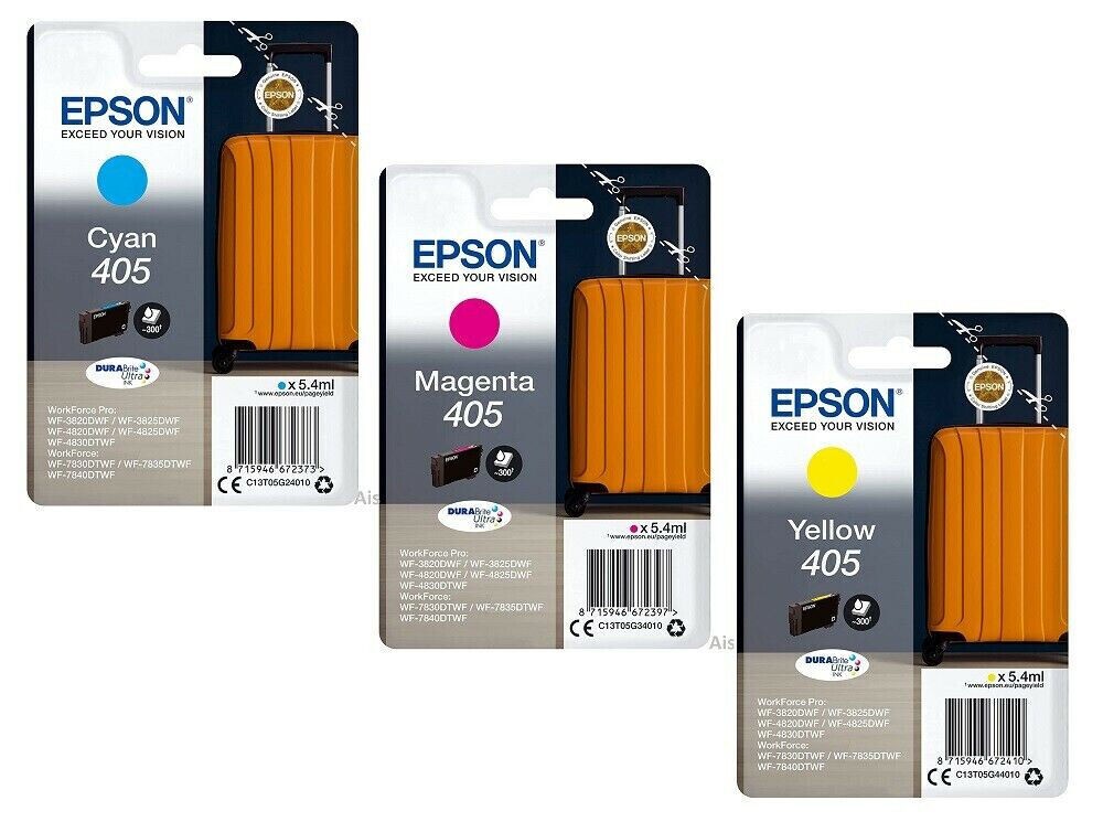 Genuine Epson 405, Suitcase 3 Colour Multipack Ink Cartridges (T05G2 T ...