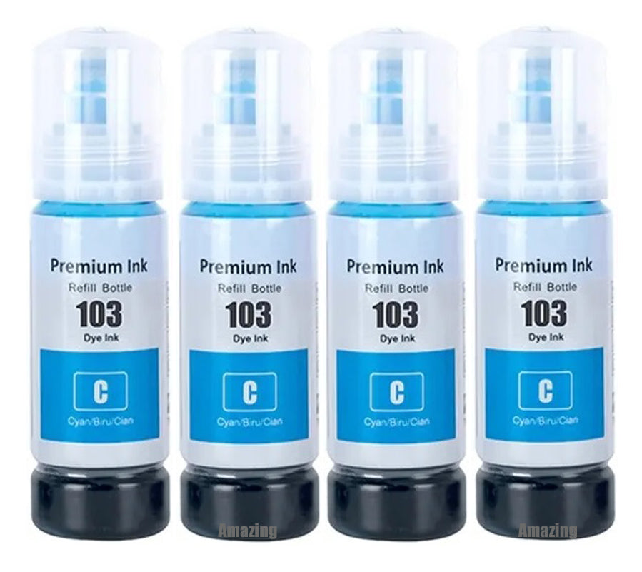 4 Compatible Cyan Ink Bottle, For Epson 103, T00S2, Non-OEM – Amazing ...