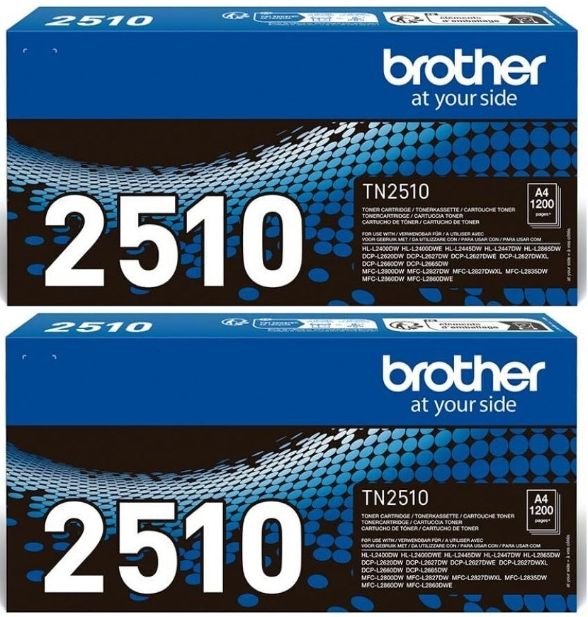Genuine Brother TN2510 Twin Black Toner Cartridge -TN-2510, 2400 pages ...