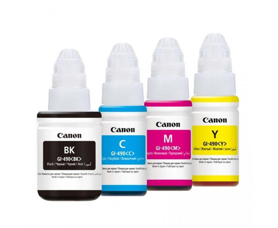 Genuine Canon 490, Ink Bottle Cartridge, GI-490BK, GI-490C, GI-490M, G ...